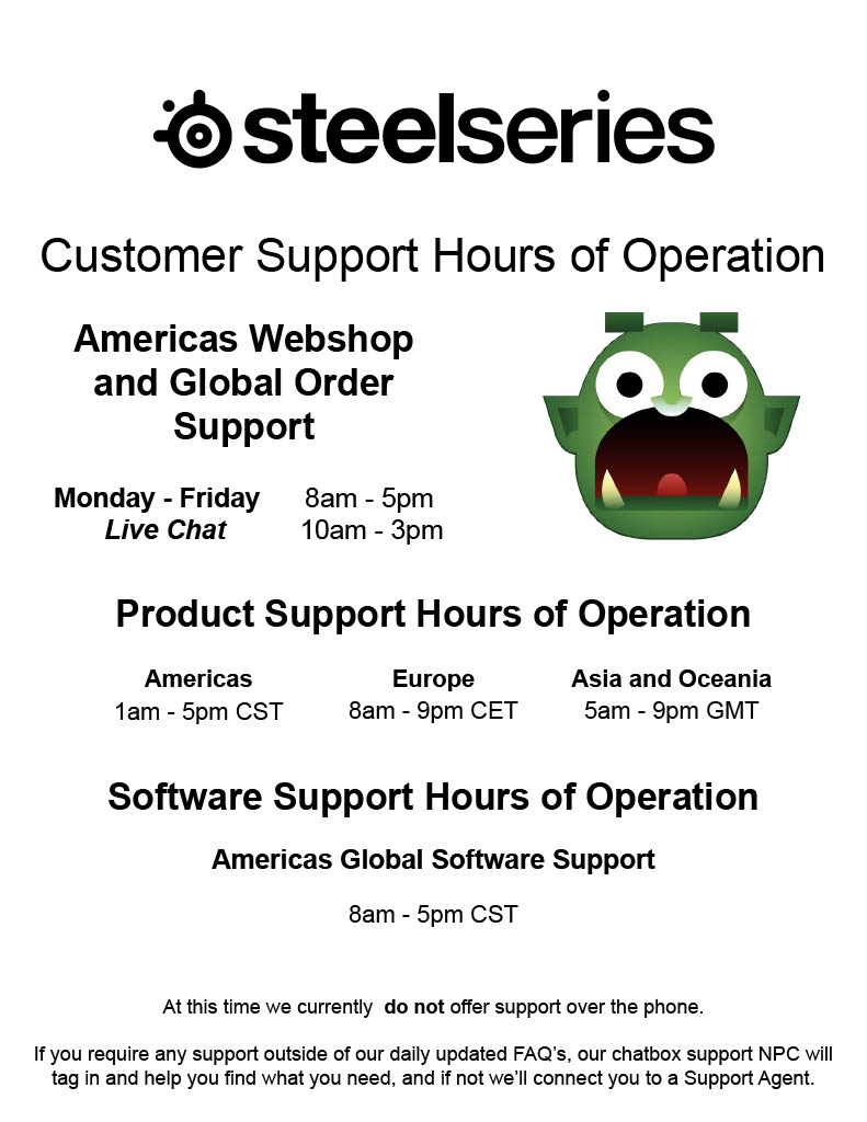 Contact Us: Customer Support Hours of Operation – Support
